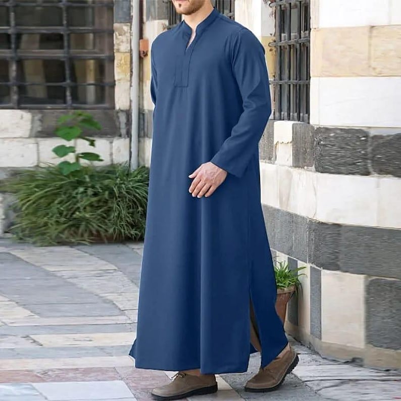 Navy Blue Premium Emirati Thobe, Men's Designer Thobe Jubba in High ...