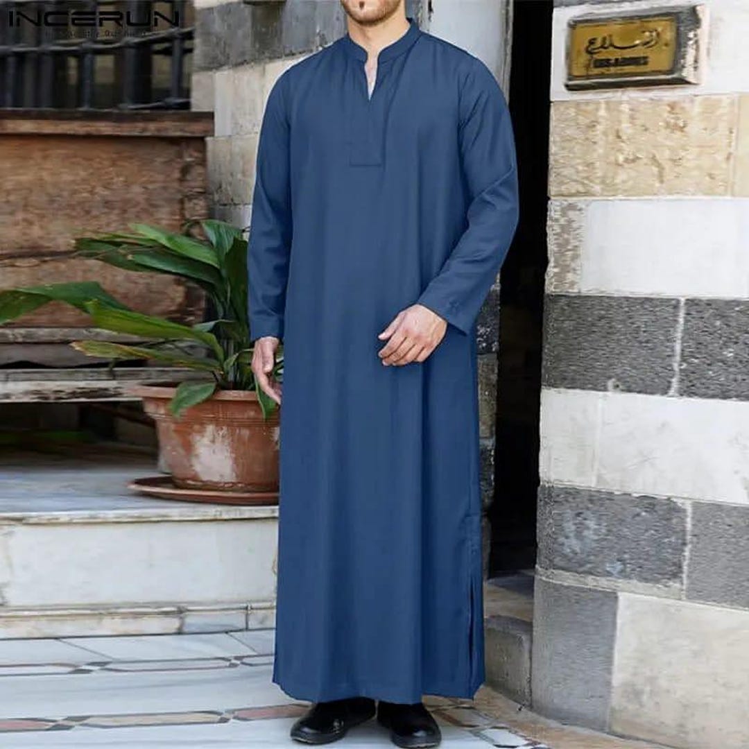 Navy Blue Premium Emirati Thobe, Men's Designer Thobe Jubba in High ...