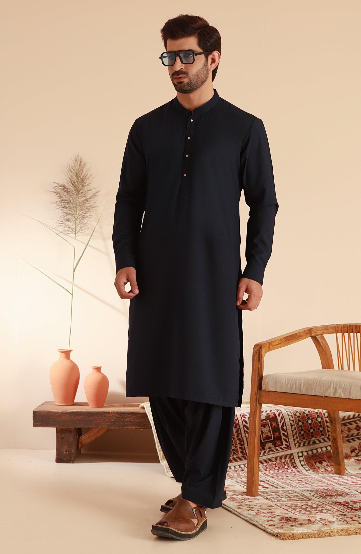 Black Kameez Shalwar in Cotton, Pure Black Salwar Kameez, Black Kurta ...