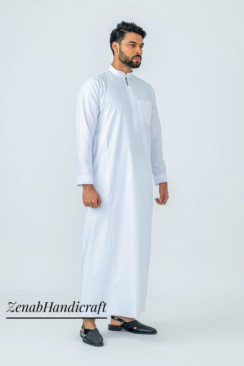 Mens Boys Thobe Jubba Madrassa Mosque Designer Collar Arab Hajj Umrah ...