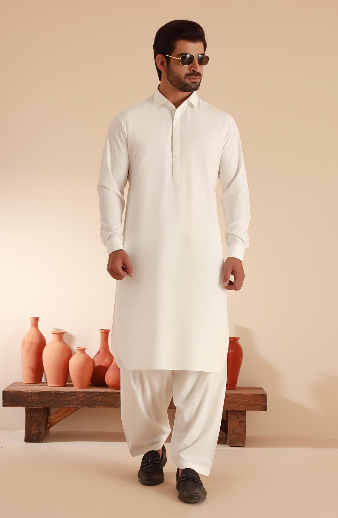 White Shalwar Kameez in Cotton, Pure White Kameez Shalwar, White Kurta ...