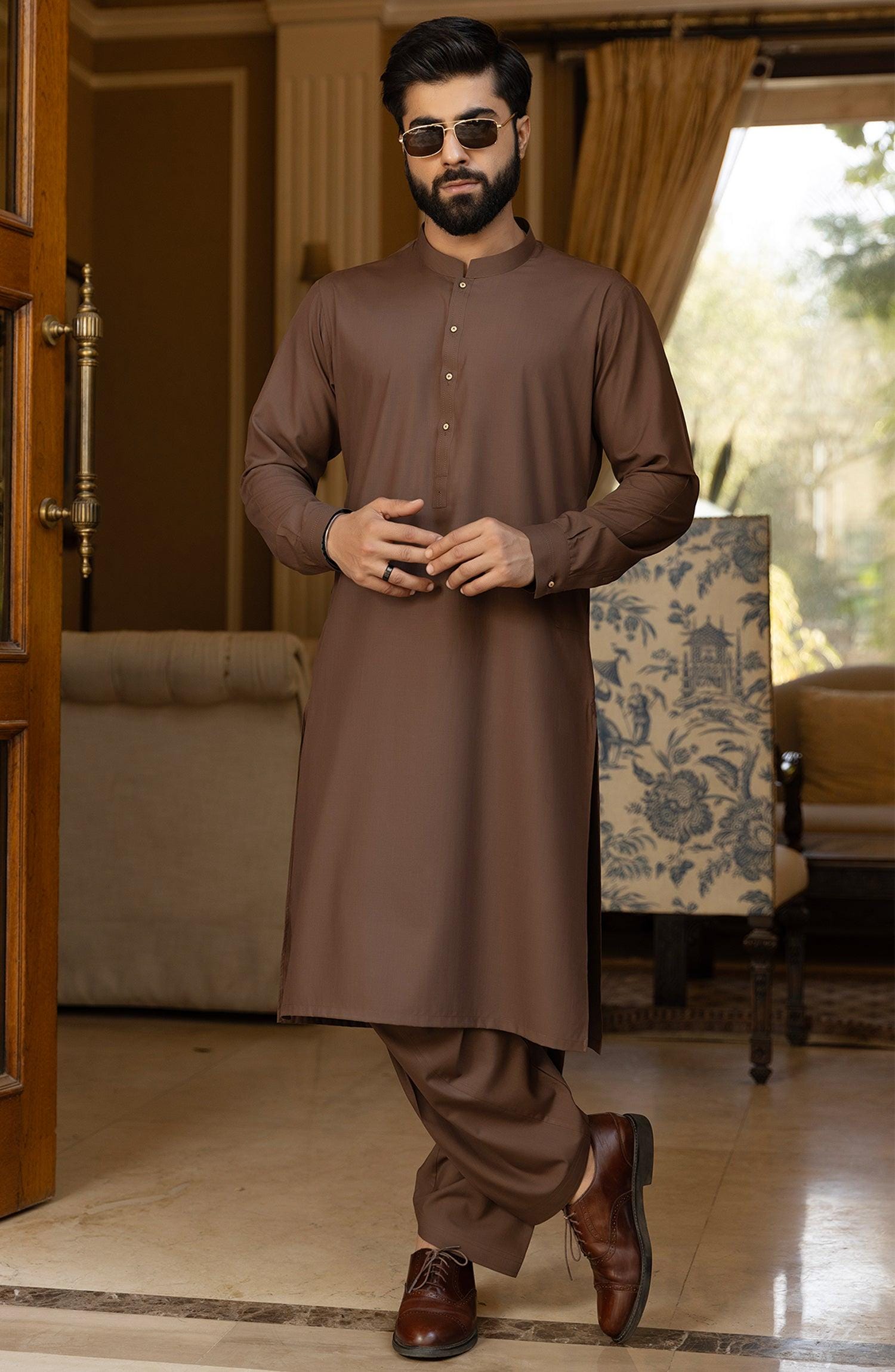 Men Kameez Shalwar Suit, Pakistani Shalwar Kameez for Men, Solid Cotton ...