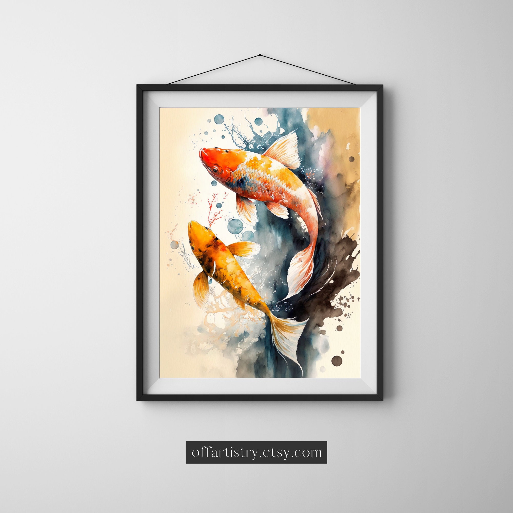 Watercolor Koi Fish Art Prints Set of 12 - Etsy