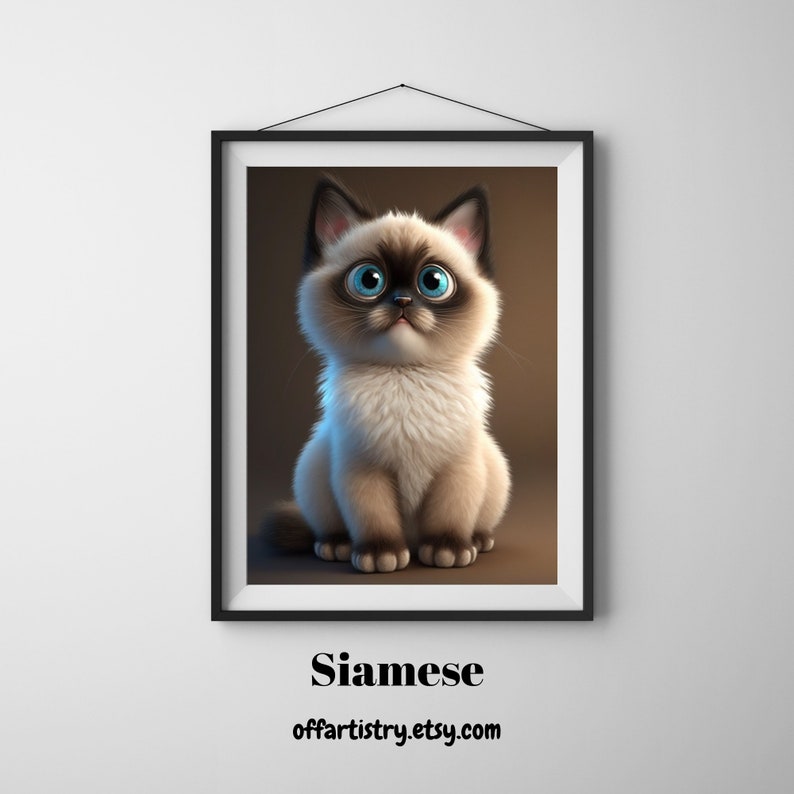 Cat Pixar Art Style Set of 8 Bundle Digital Prints Wall Art - Etsy