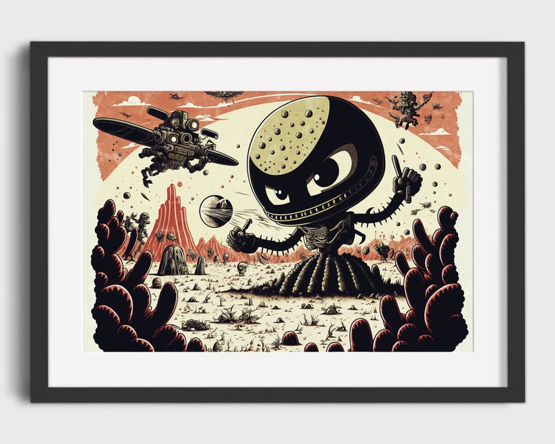 Retro Alien Robot Print, Vintage Sci Fi, Retro Comics, Vintage Poster ...