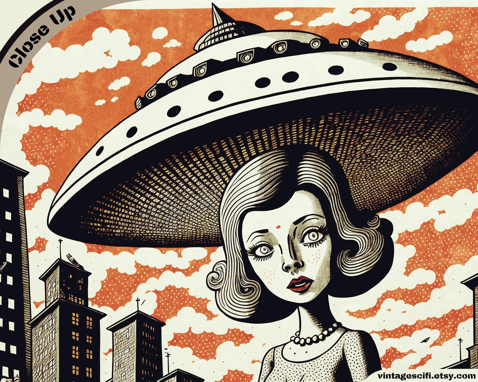 Retro Comic UFO Print, Vintage Sci Fi, Retro Comics, Vintage Poster Art ...