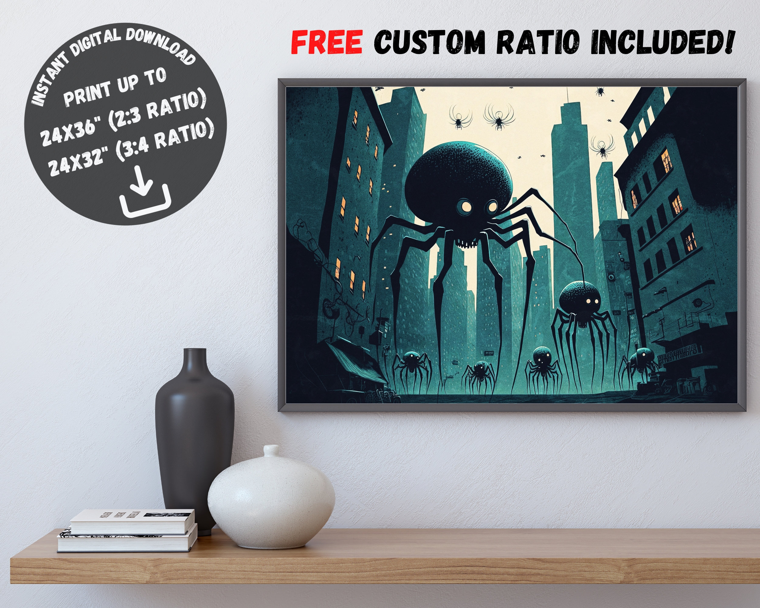 Vintage Spider Print, Alien Spider Illustration, Vintage Poster Art ...