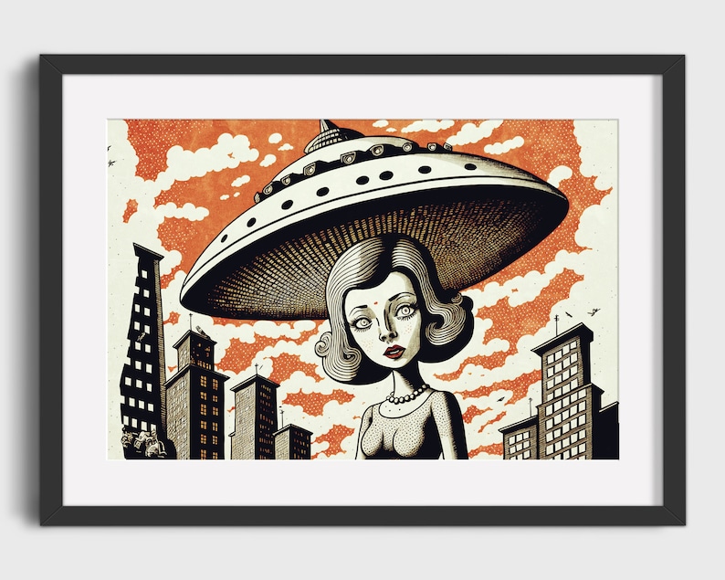 Retro Comic UFO Print, Vintage Sci Fi, Retro Comics, Vintage Poster Art ...