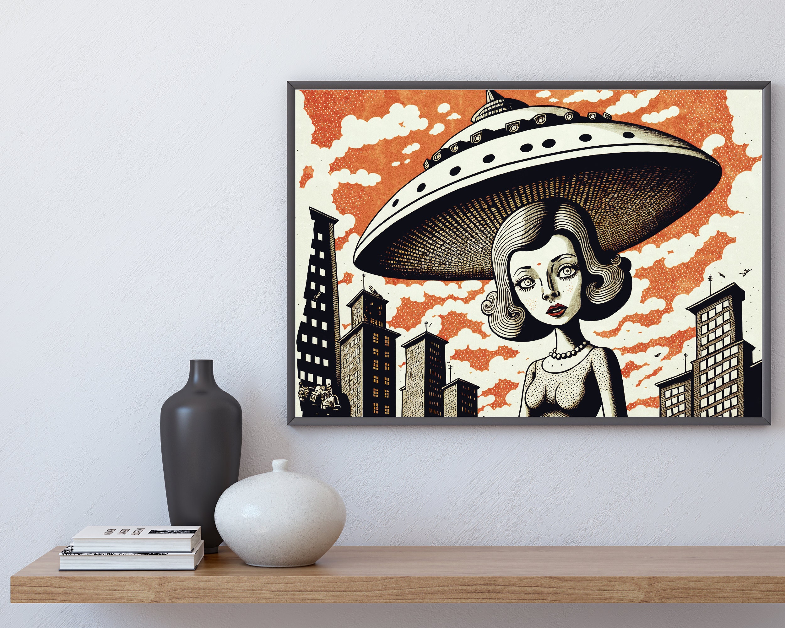Retro Comic UFO Print, Vintage Sci Fi, Retro Comics, Vintage Poster Art ...