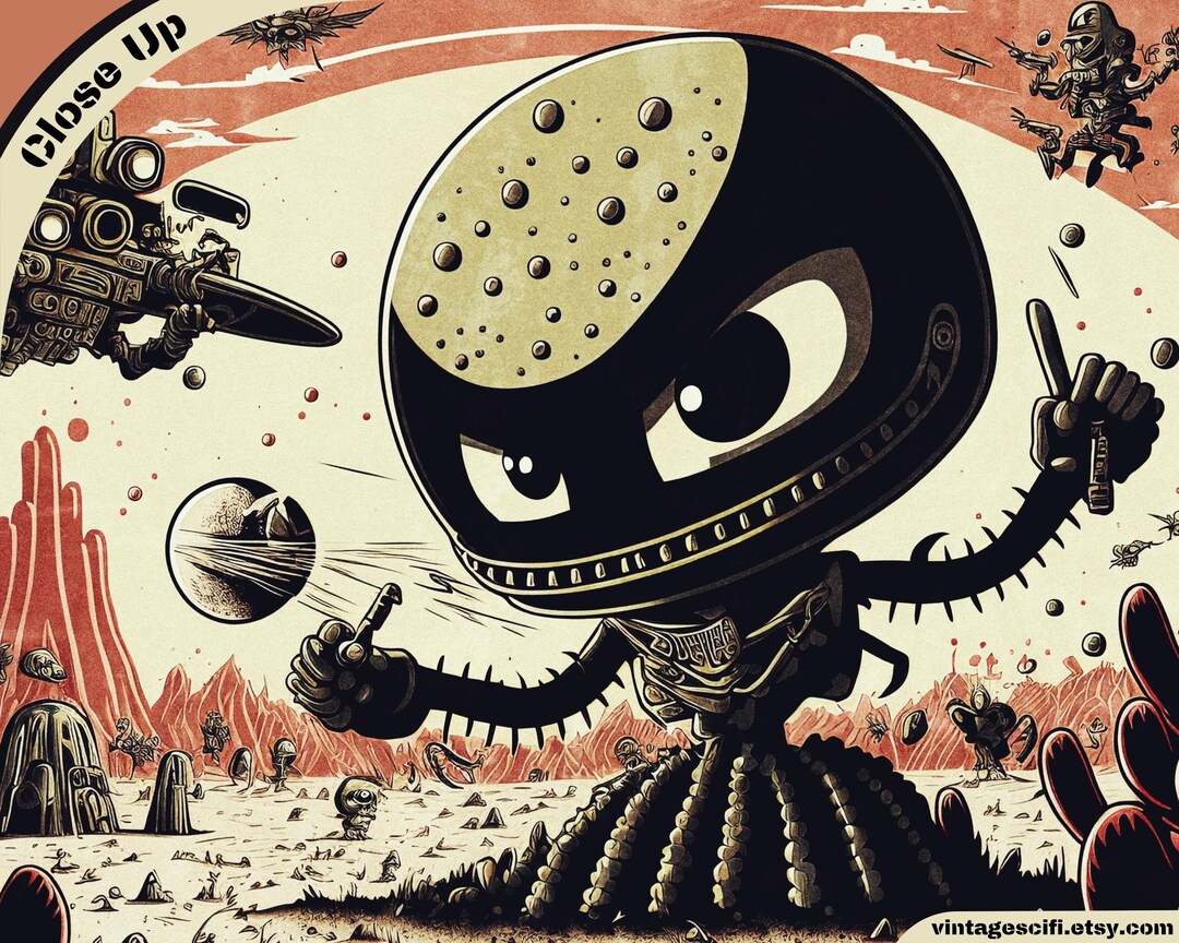 Retro Alien Robot Print, Vintage Sci Fi, Retro Comics, Vintage Poster ...