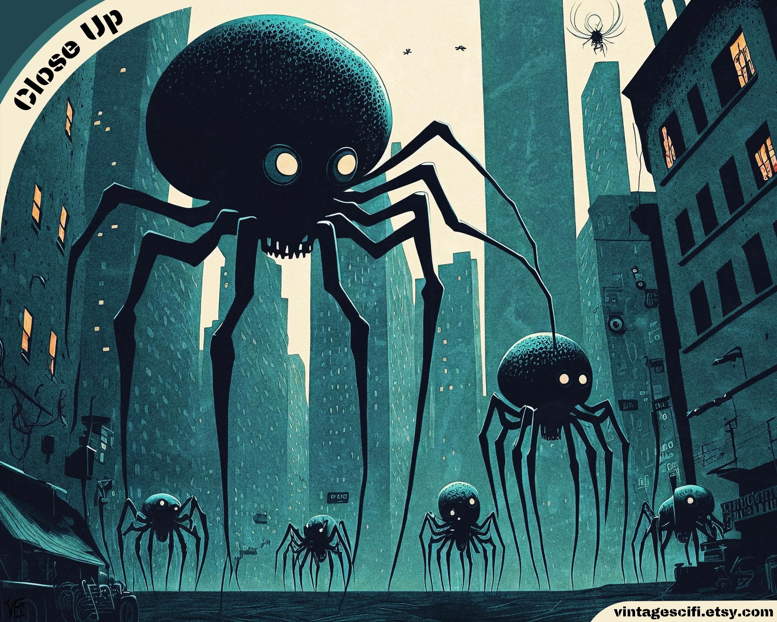 Vintage Spider Print, Alien Spider Illustration, Vintage Poster Art ...