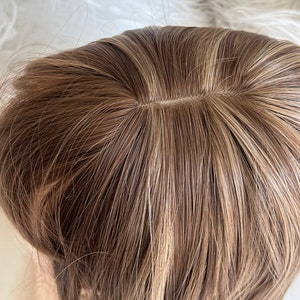 Synthetic Hair Toppers With Bangs Brown With Dull Blonde Highlights ...