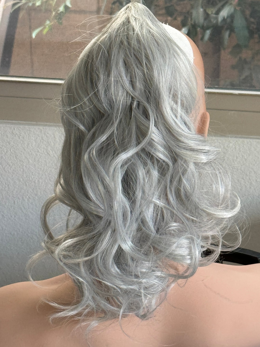 Tillstyle White Silver Grey Clip in Ponytail Claw Clip Pony Tail Real ...