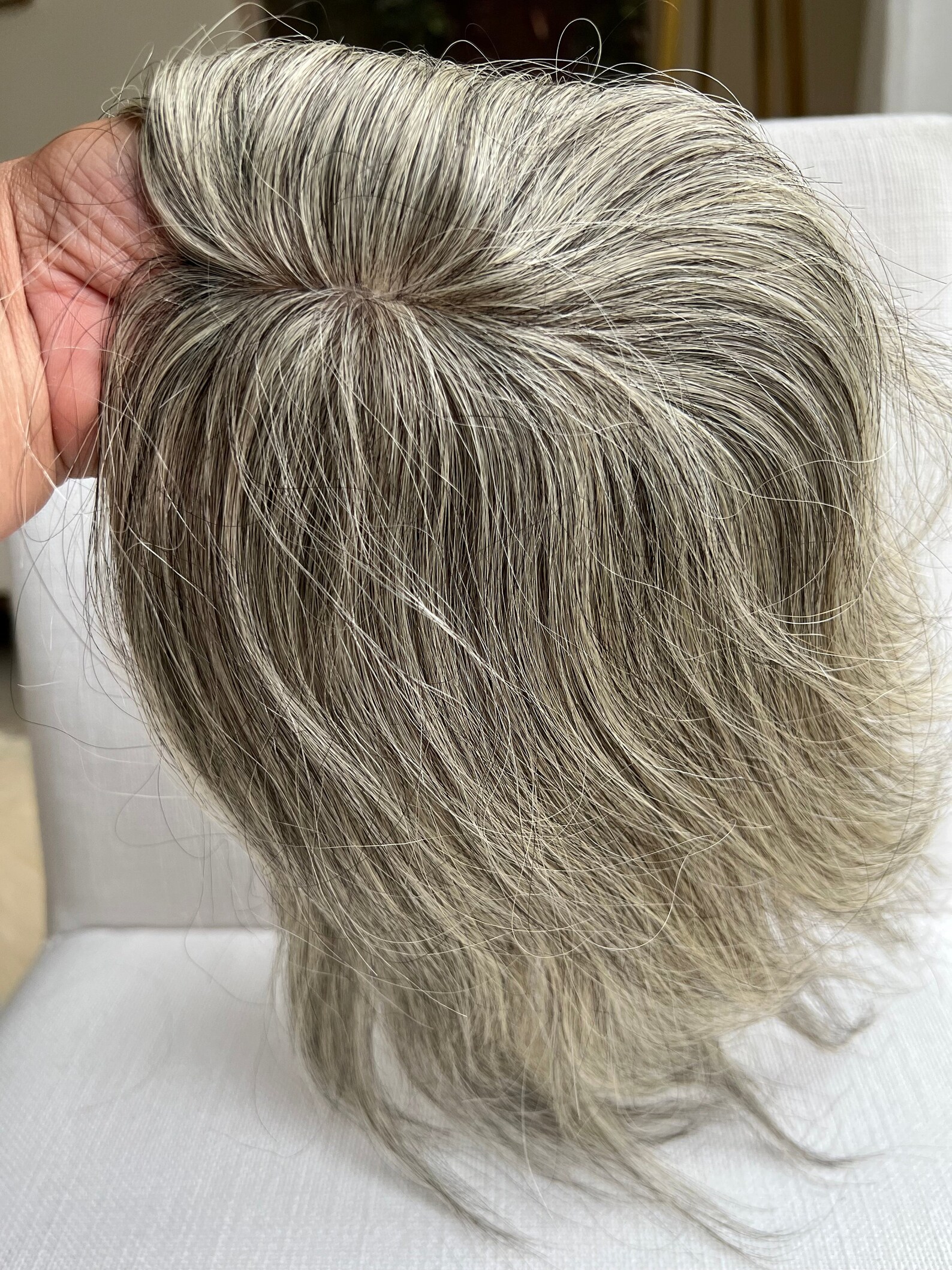 Tillstyle Human Hairtopper Salt and Pepper Thinning Crown Clip in Hair ...