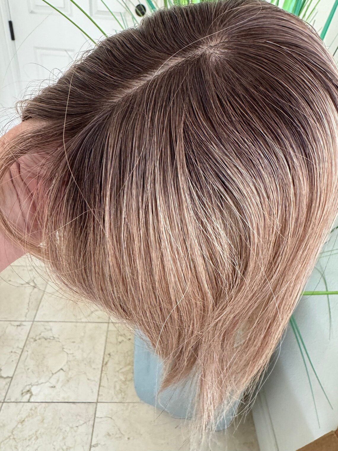 Till Style Remy Human Hair Toppers With Bangs Ash Brown Highlighted - Etsy