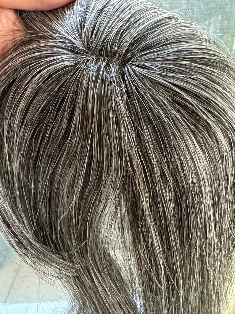Tillstyle Dark Grey Human Hair Topper/short/ Light Weight Topper - Etsy