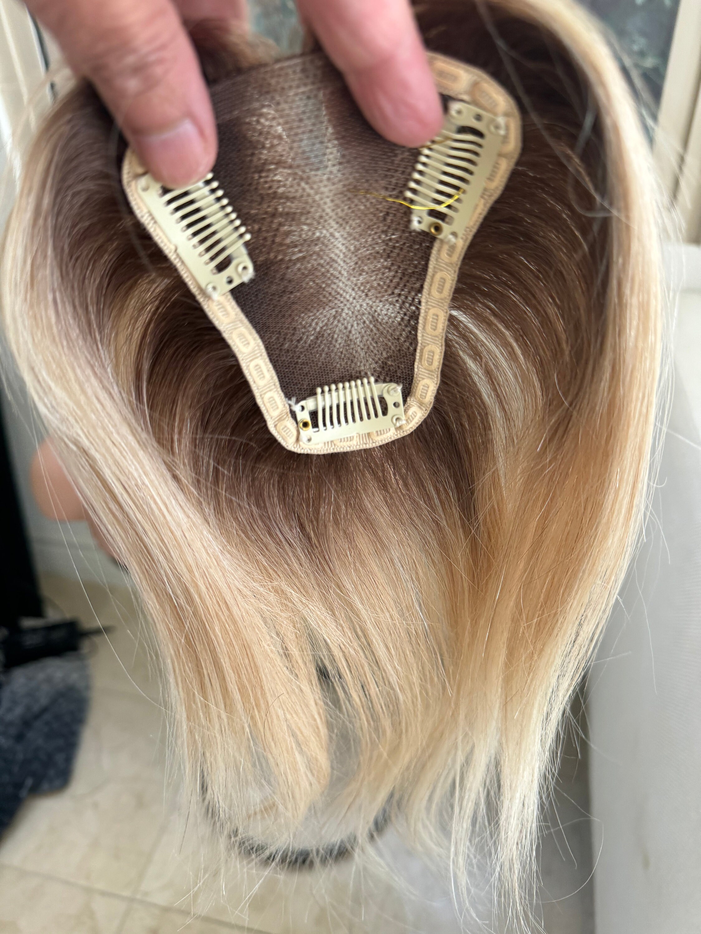 Till Style Remy Human Hair Toppers With Bangs Blonde Brown Roots - Etsy