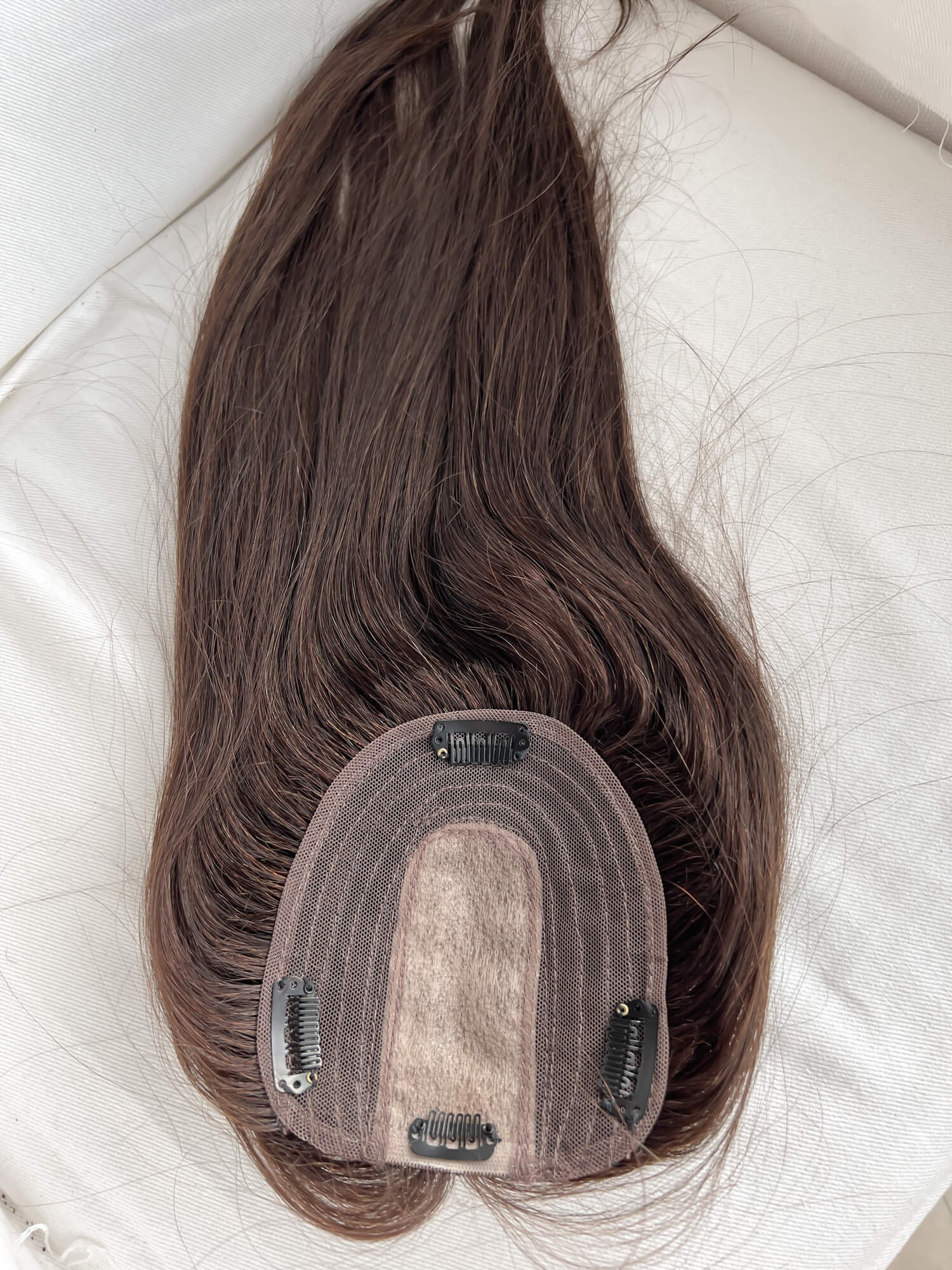 Human Remy Hair Topper Dark Brown Black for Women Thinning Crown Clip ...