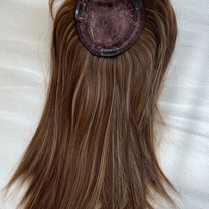 Synthetic Hair Toppers With Bangs Brown With Dull Blonde Highlights ...
