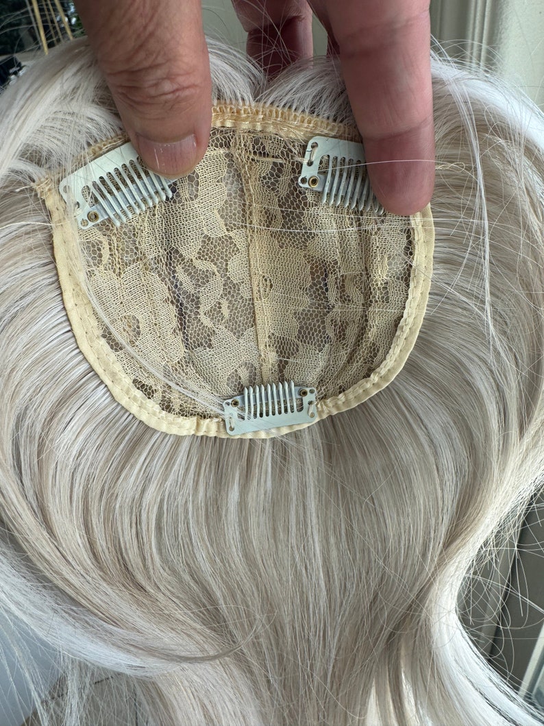Pale White Highlighted Hair Topper: Clip In, 10 Inch Synthetic Fiber - Etsy