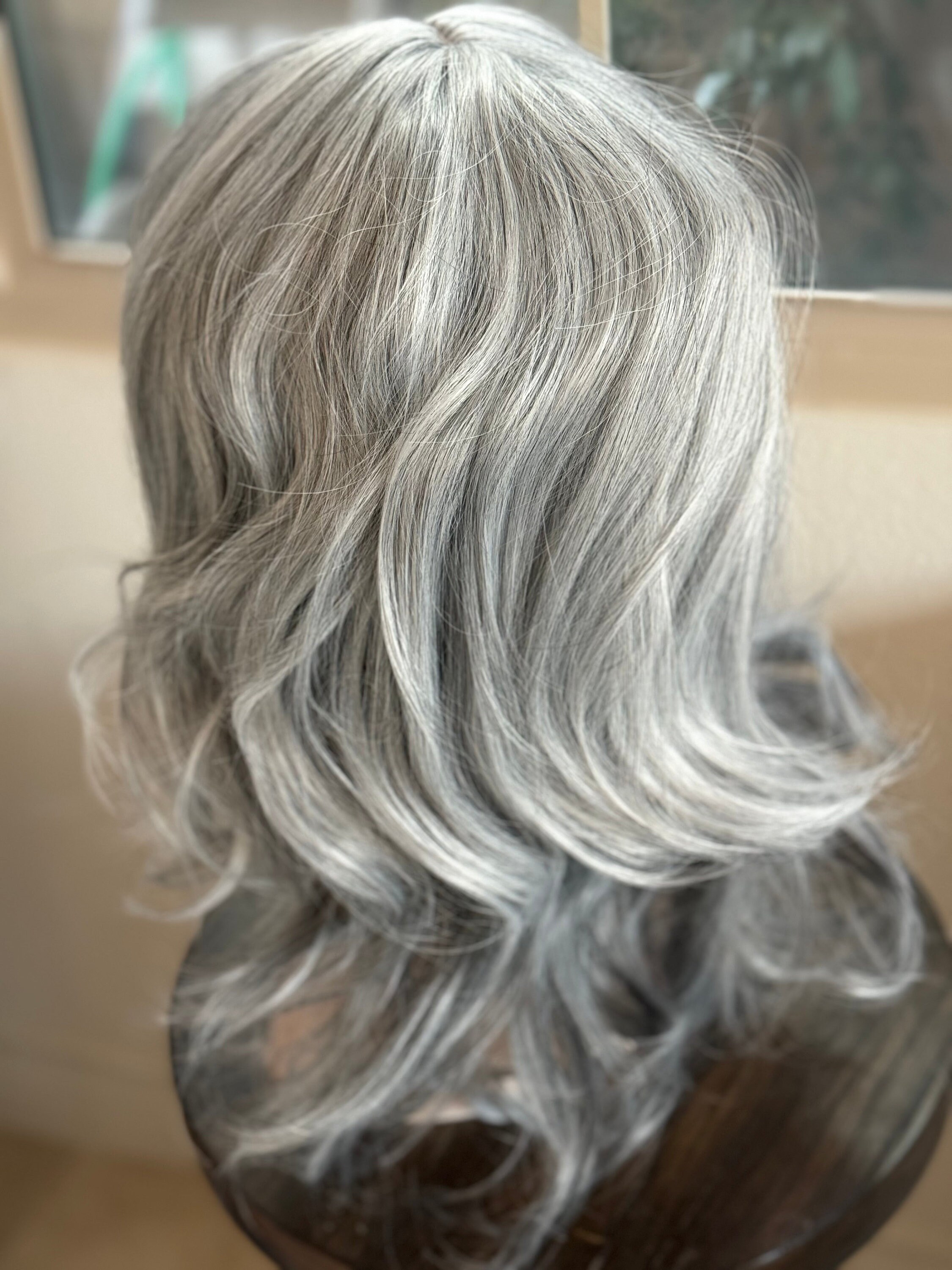 Tillstyle Light Grey Silver Wig With Curtain Bangs for Women Layered ...