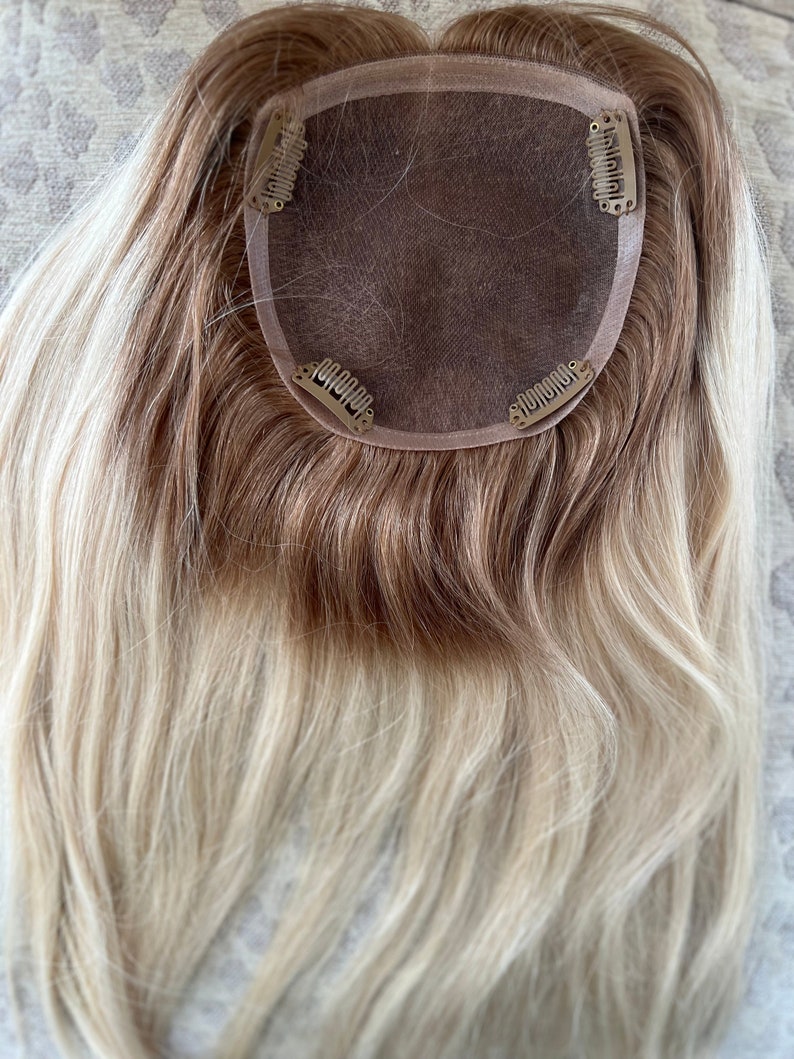 Tillstyle Blonde Human Hair Topper Dark Rooted Mono Base - Etsy