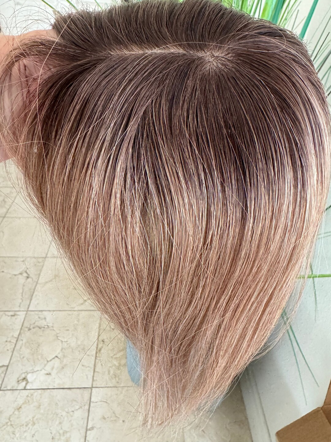 Till Style Remy Human Hair Toppers With Bangs Ash Brown Highlighted - Etsy