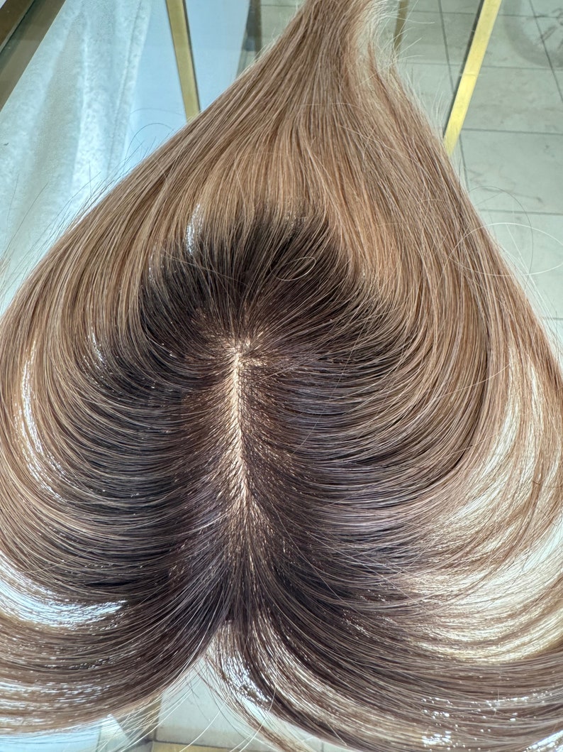 Till Style Remy Human Hair Toppers With Bangs Ash Blonde With Dark ...