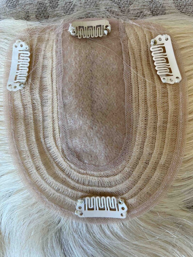 Till Style Human Hair Topper Clip in Hair Piece Women Platinum Blonde ...