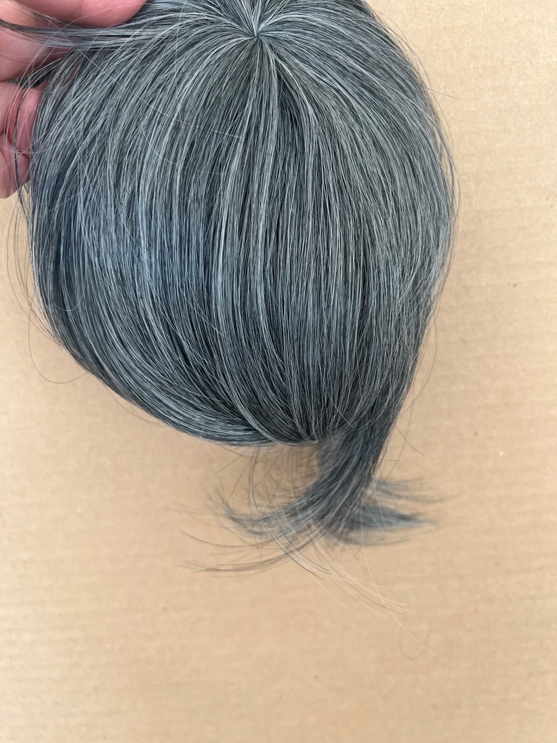 Salt and Pepper Grey Hair Topper, Clip-in Crown Volumizer (10 Inch) - Etsy
