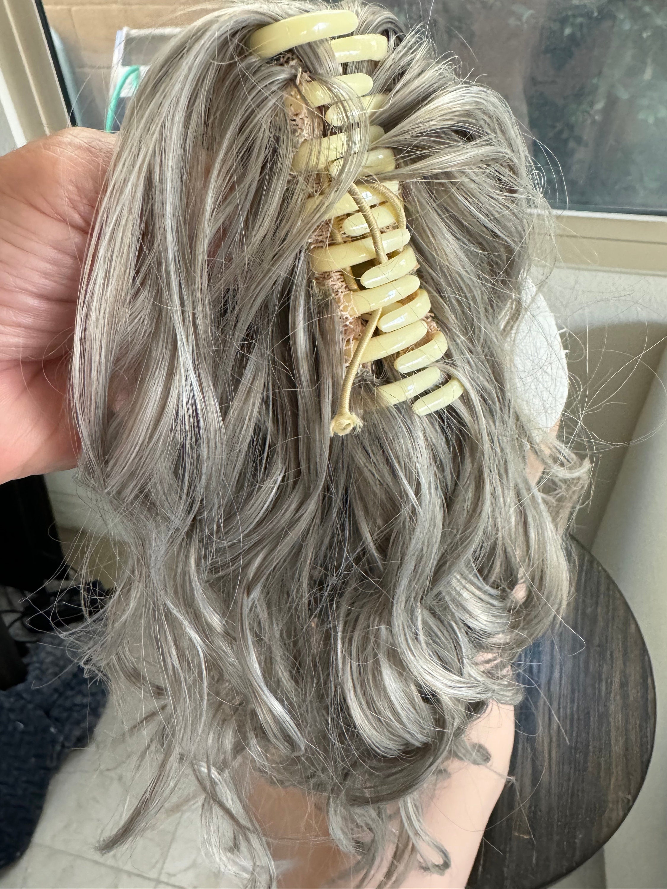 Tillstyle Ashblonde Grey Clip in Ponytail Claw Clip Pony Tail Ash Brown ...