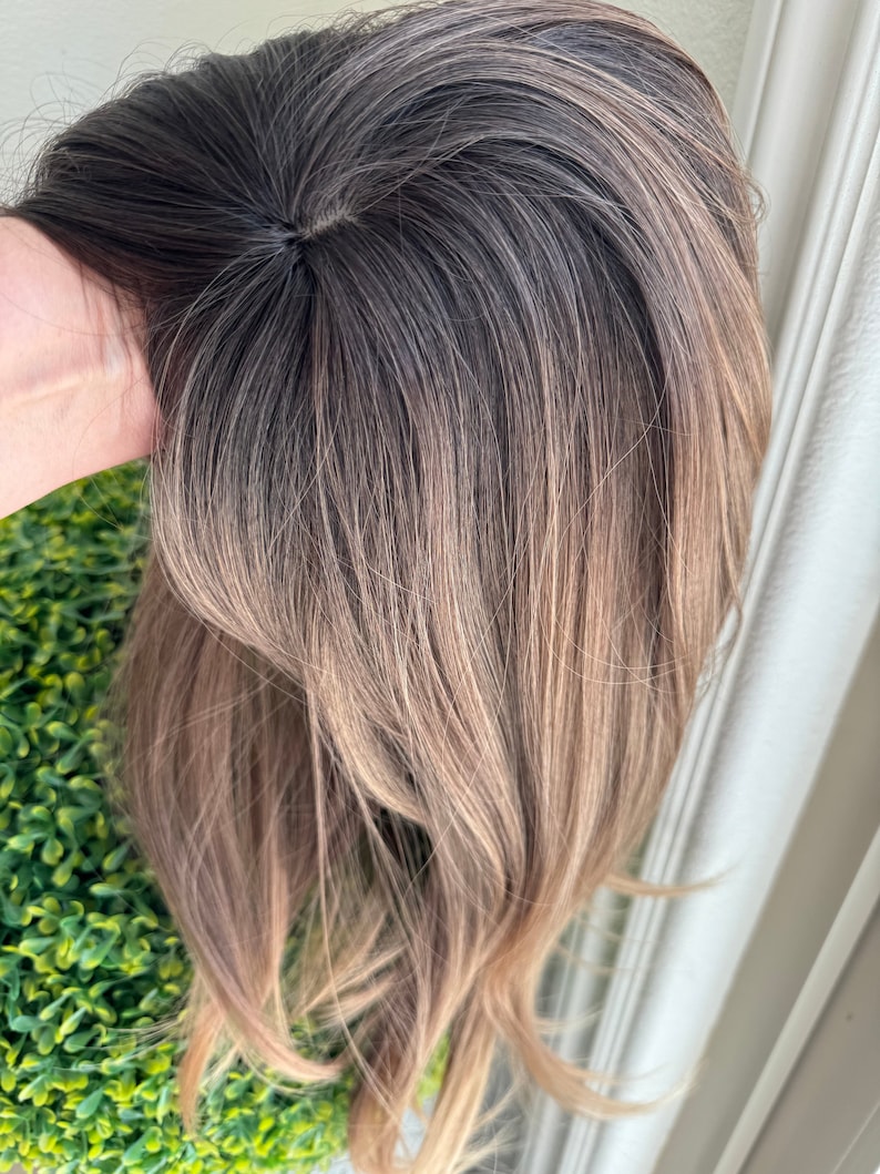 Tillstyle Dark Brown Rooted Hair Toppers With Bangs - Etsy