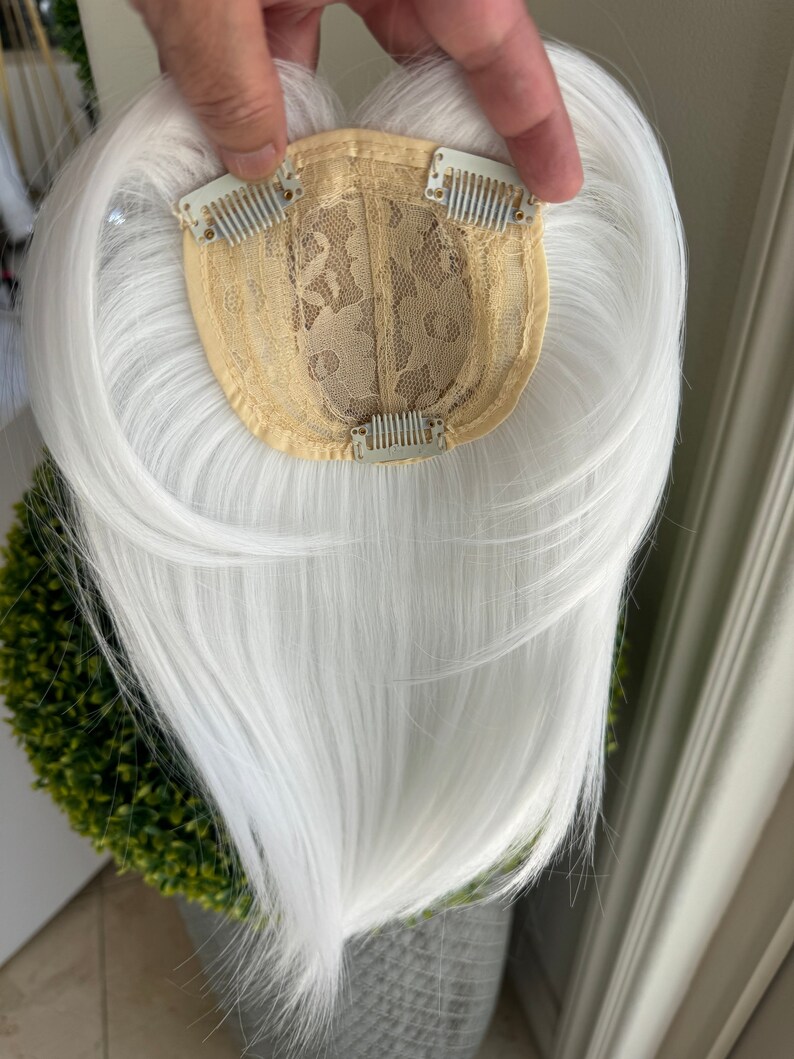 Till Style Pure White Hair Toppers for Women Real Part /clip in Topper ...