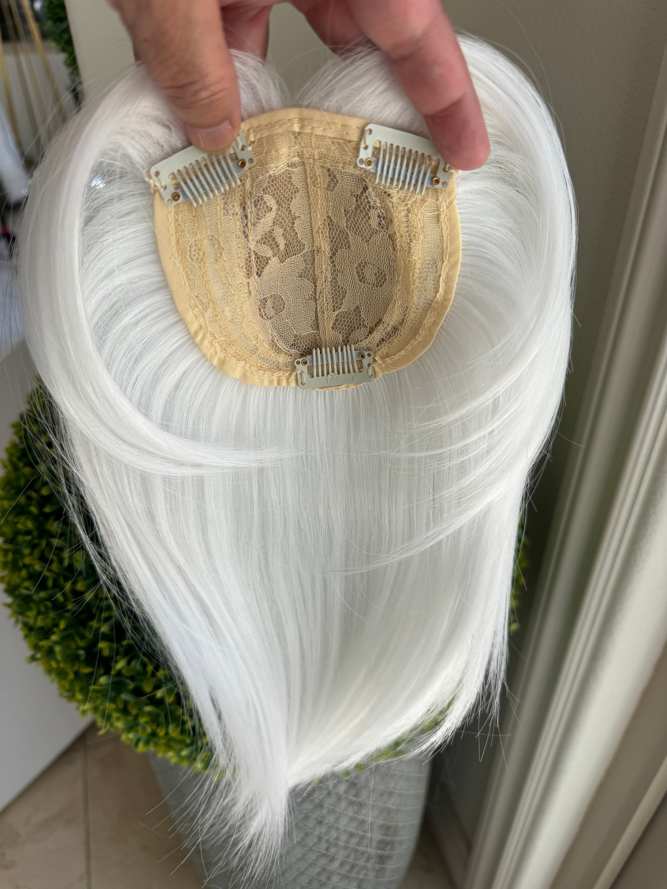 Till Style Pure White Hair Toppers for Women Real Part /clip in Topper ...