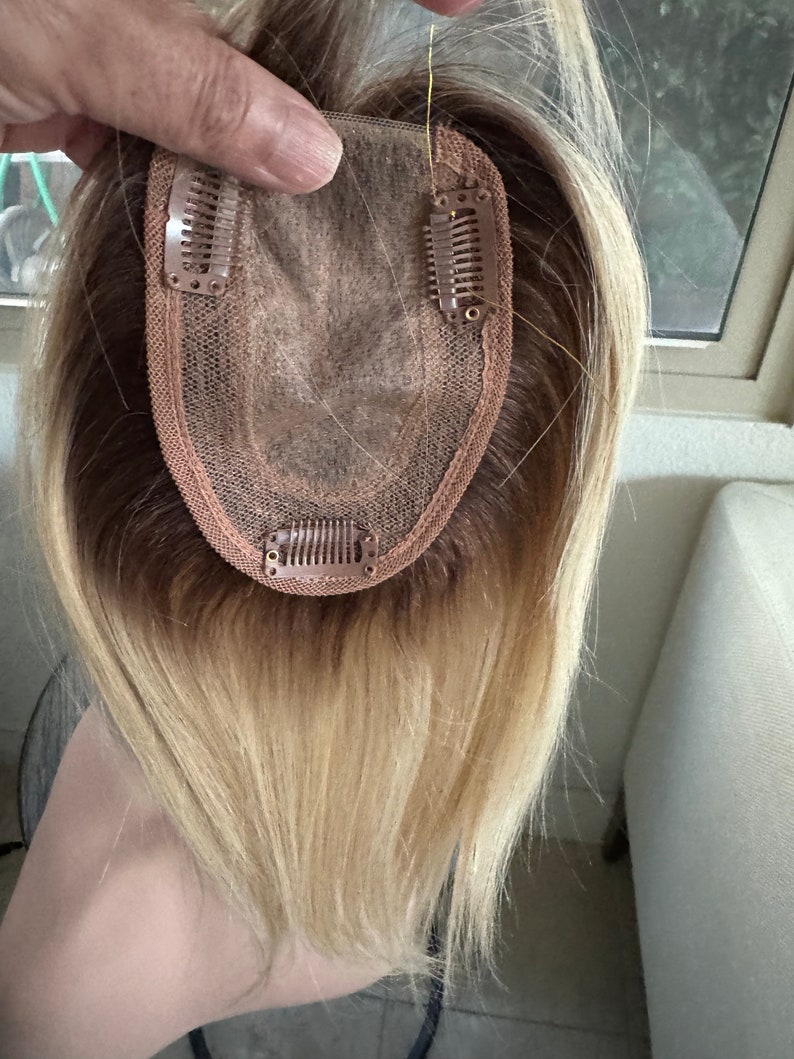 Till Style Remy Human Hair Toppers With Bangs Blonde Ombre Brown Roots ...