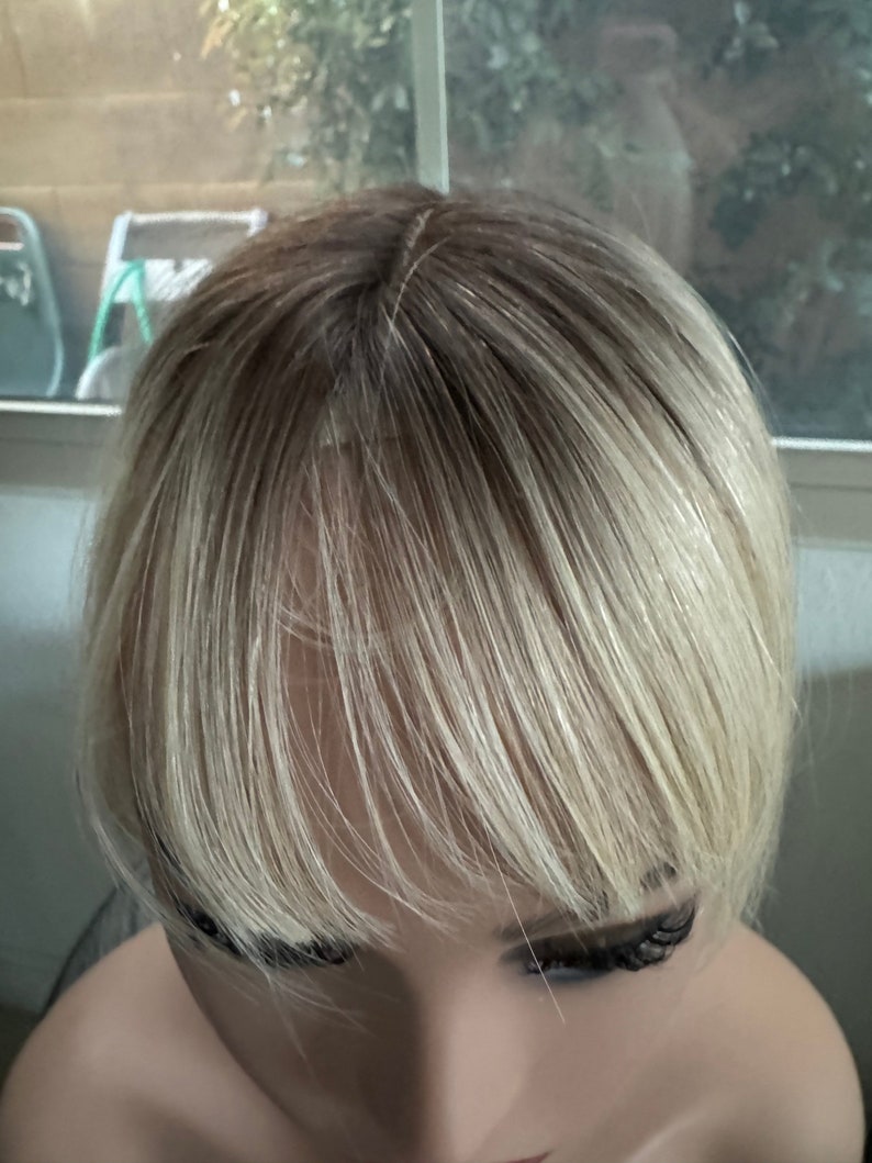 Till Style Remy Human Hair Toppers With Bangs Blonde Ombre Brown Roots ...
