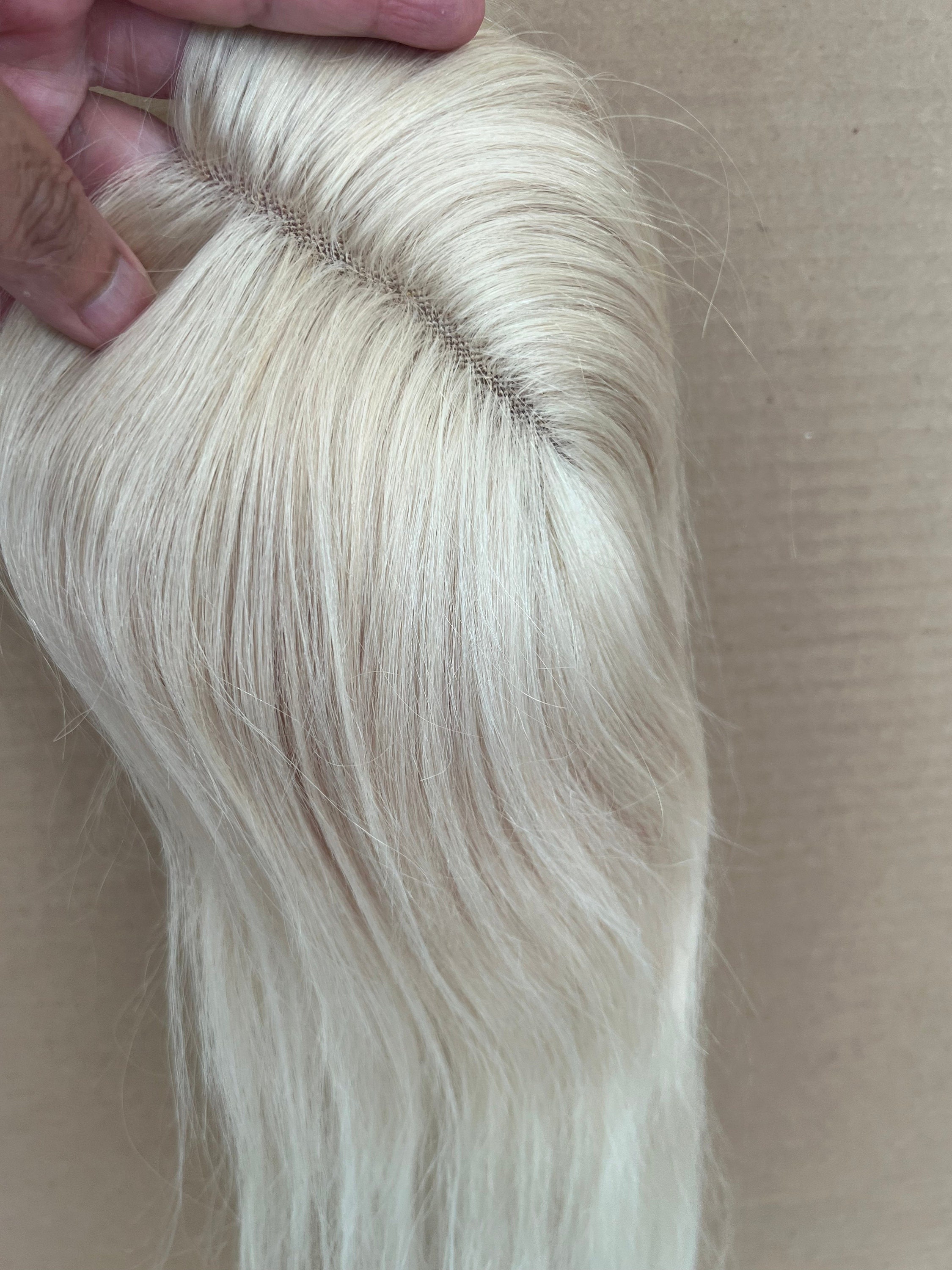White Human Hair Toppers for Women Virgin Hair White Blonde /ice Blonde ...