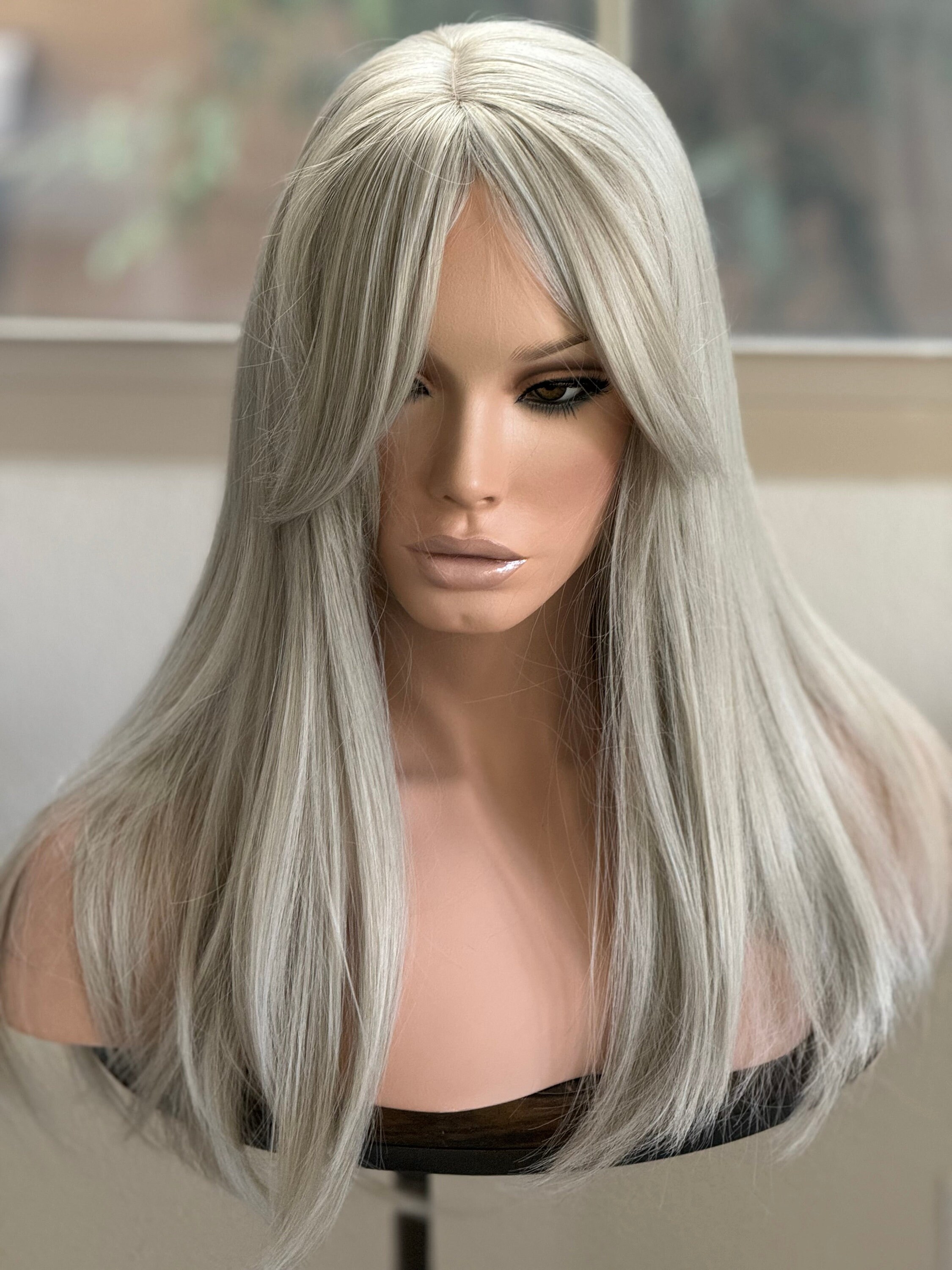 Till Style Silver Grey Hair Toppers for Women With Butterfly Bangs - Etsy
