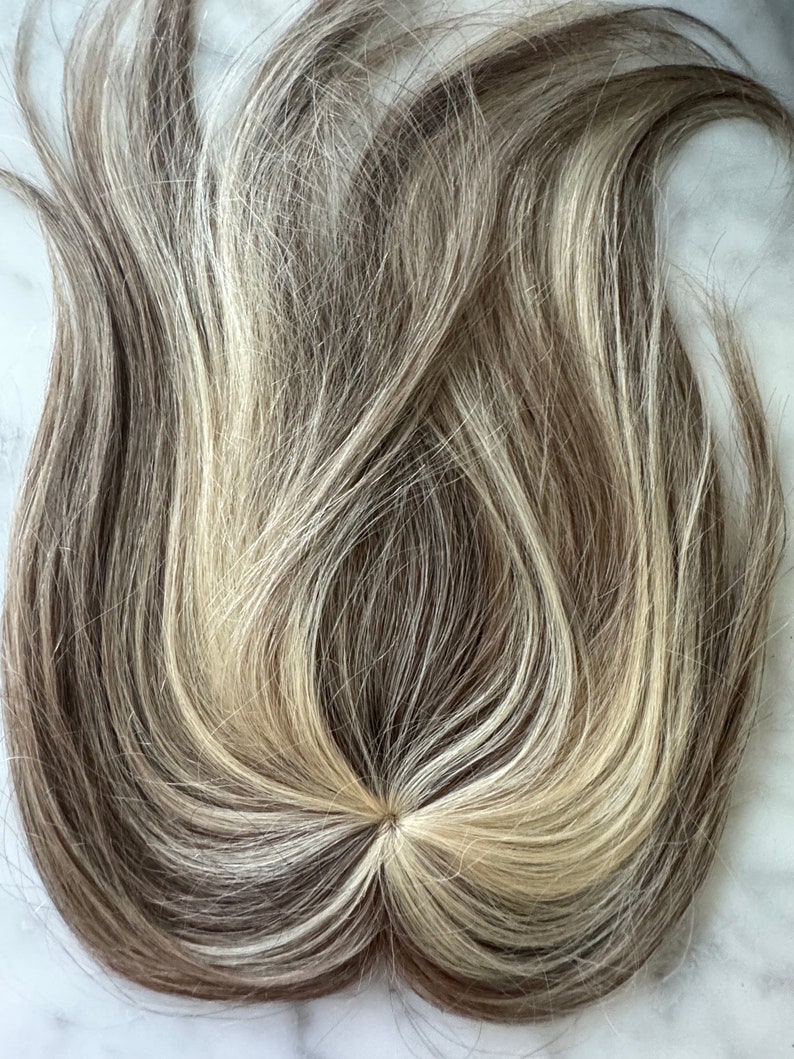 Tillstyle Top Hair Piece 100%human Hair Ash Brown/ Bleach Blonde ...