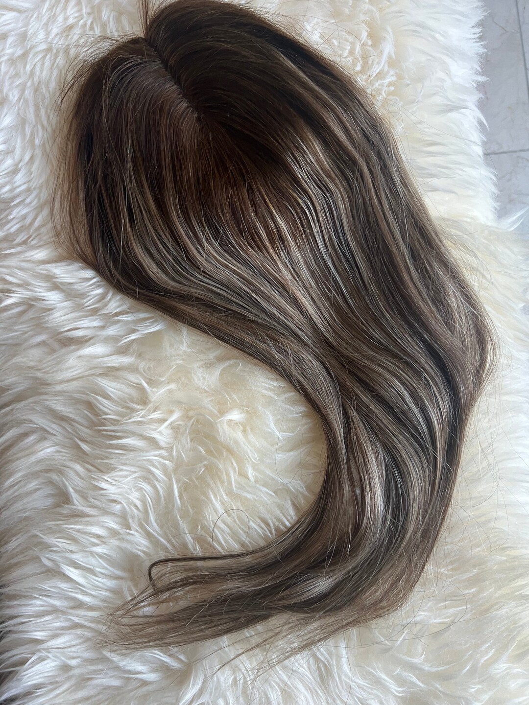 Tillstyle Remy Hair Topper for Women Mono Base Dark Brown Dull Blonde ...