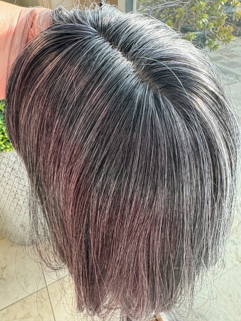 Till Style Medium Grey Hair Toppers for Women With Bangs - Etsy