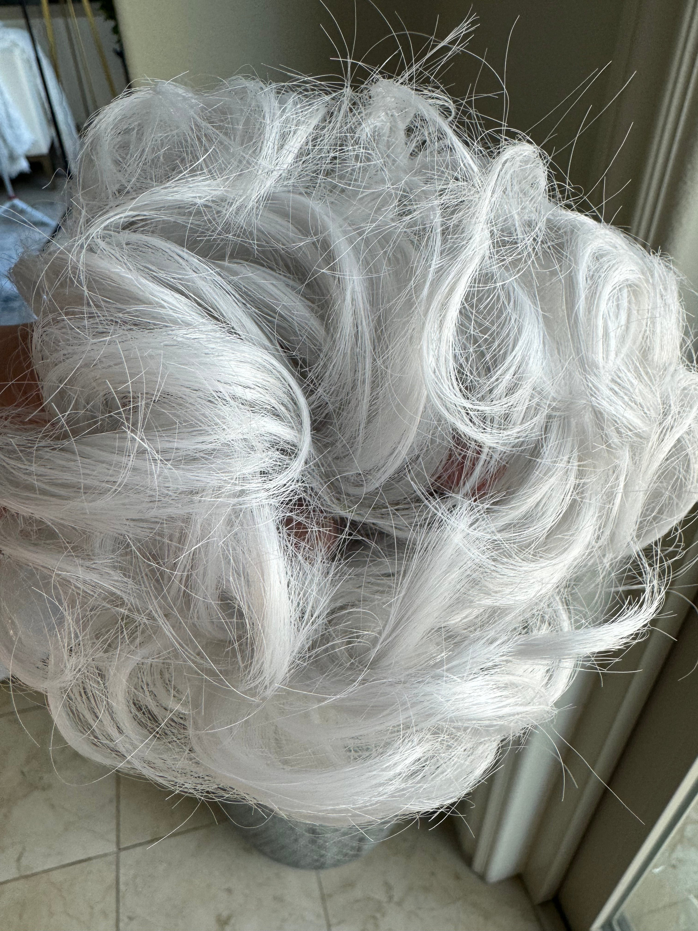 Tillstyle White Silver Messy Hair Bun Curly Hair Bun Pieces Hair ...