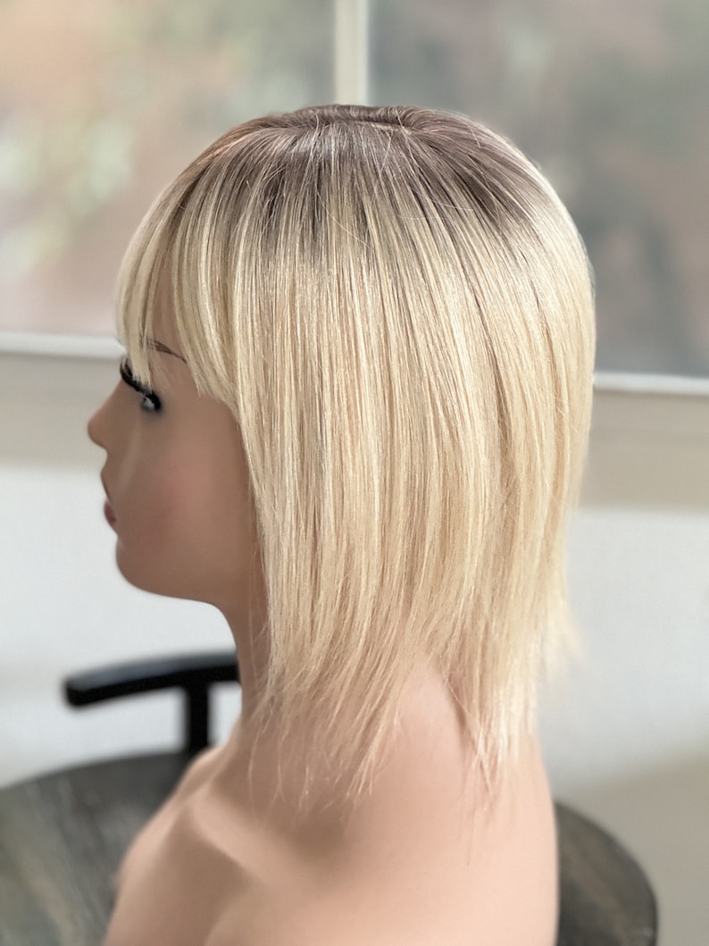 Till Style Remy Human Hair Toppers With Bangs Blonde Ombre Brown Roots ...