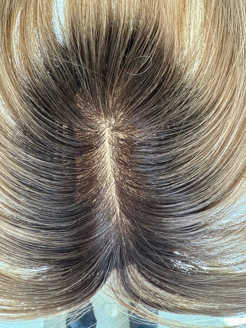 Till Style Remy Human Hair Toppers With Bangs Ash Blonde With Dark ...