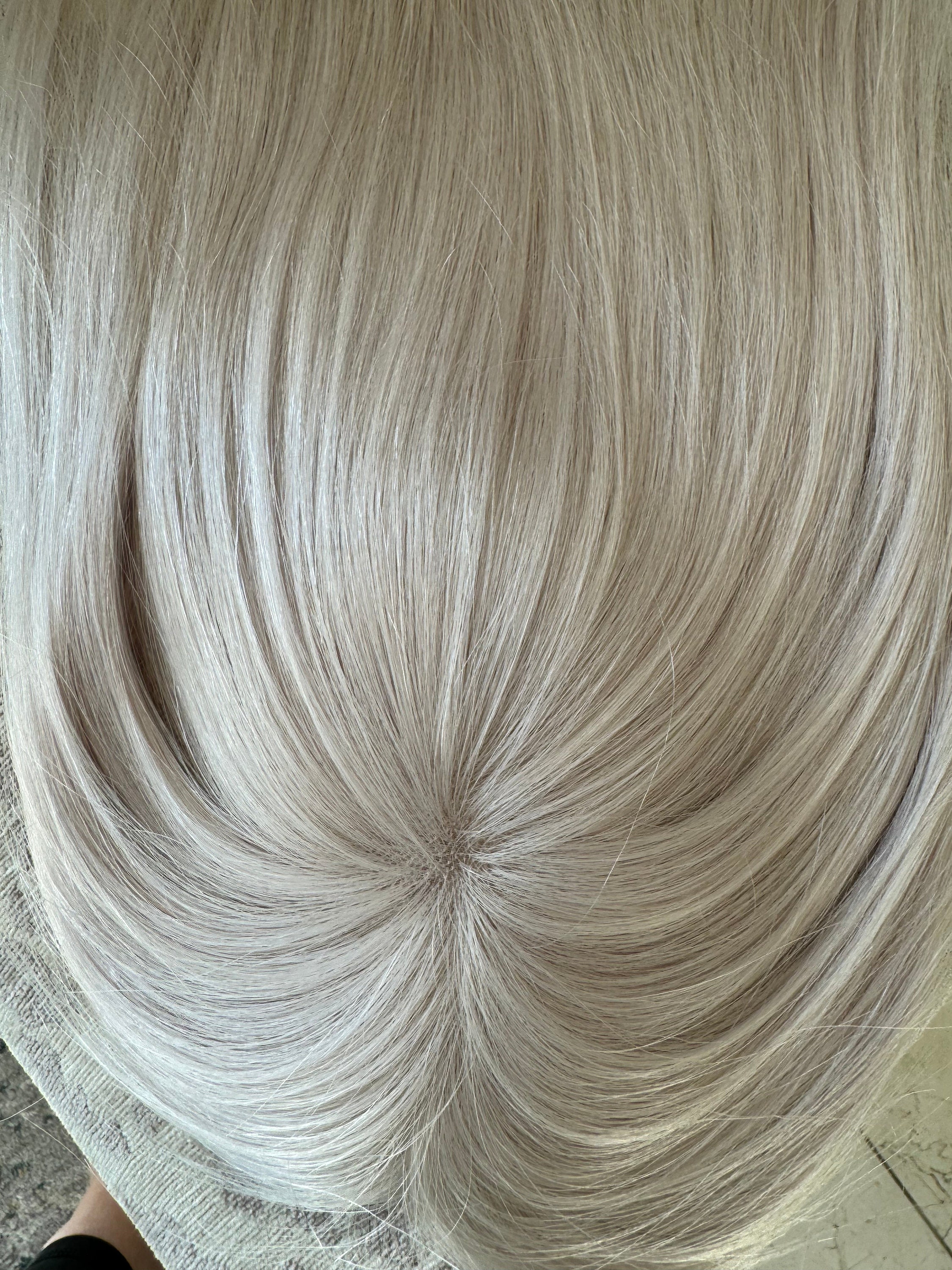 Ice Blonde /white Blonde With Ash Blonde Tint Virgin Human Hair Topper ...