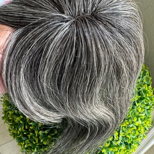 Tillstyle Dark Grey Human Hair Topper/short/ Light Weight Topper - Etsy