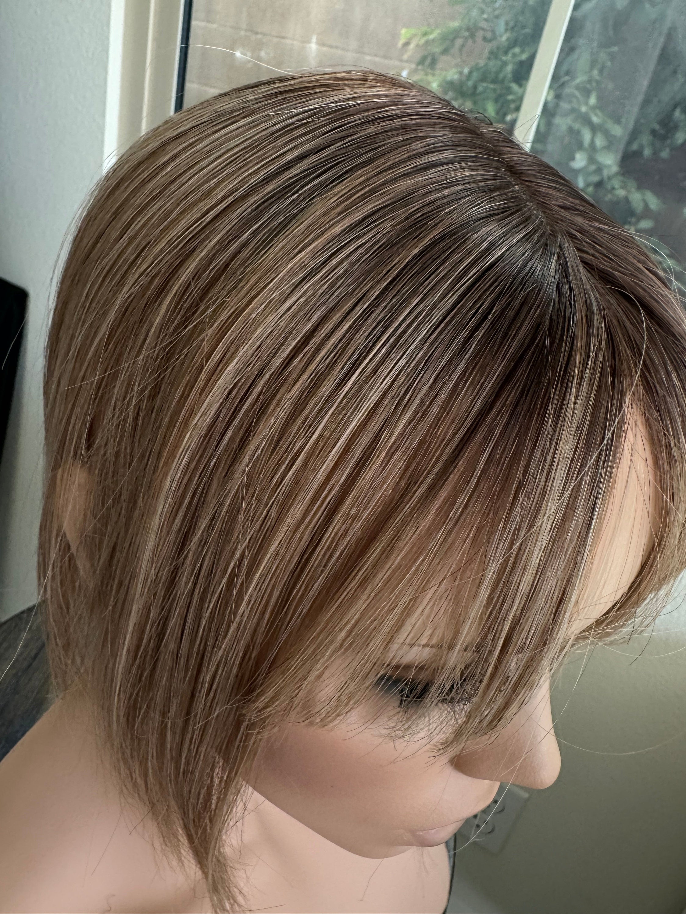 Till Style Remy Human Hair Toppers With Bangs Brown With Dark Roots - Etsy