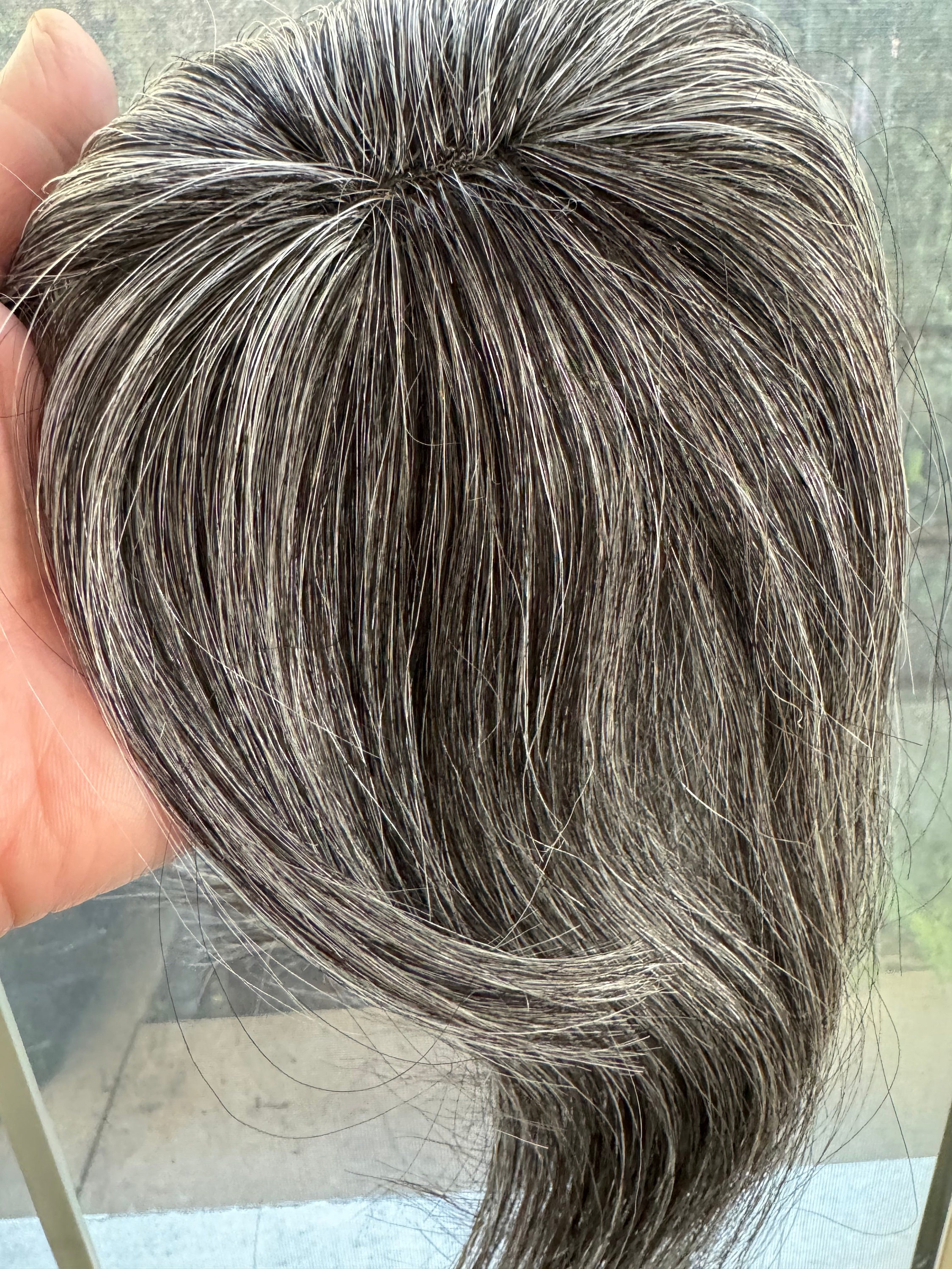 Tillstyle Dark Grey Human Hair Topper/short/ Light Weight Topper - Etsy