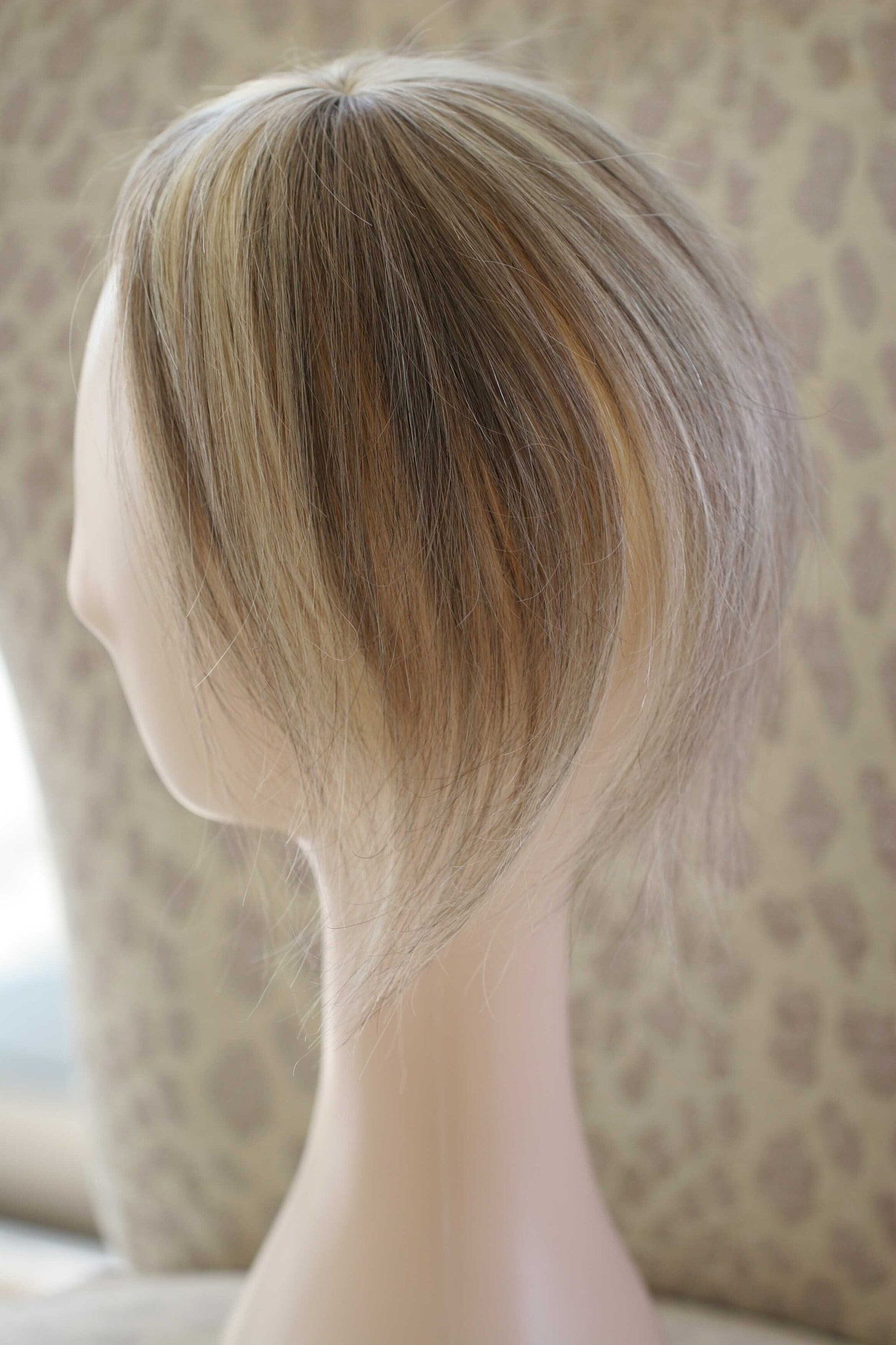 Human Hair Topper Hairpiece Centerpiece Thinning Crown Ash Blonde and ...