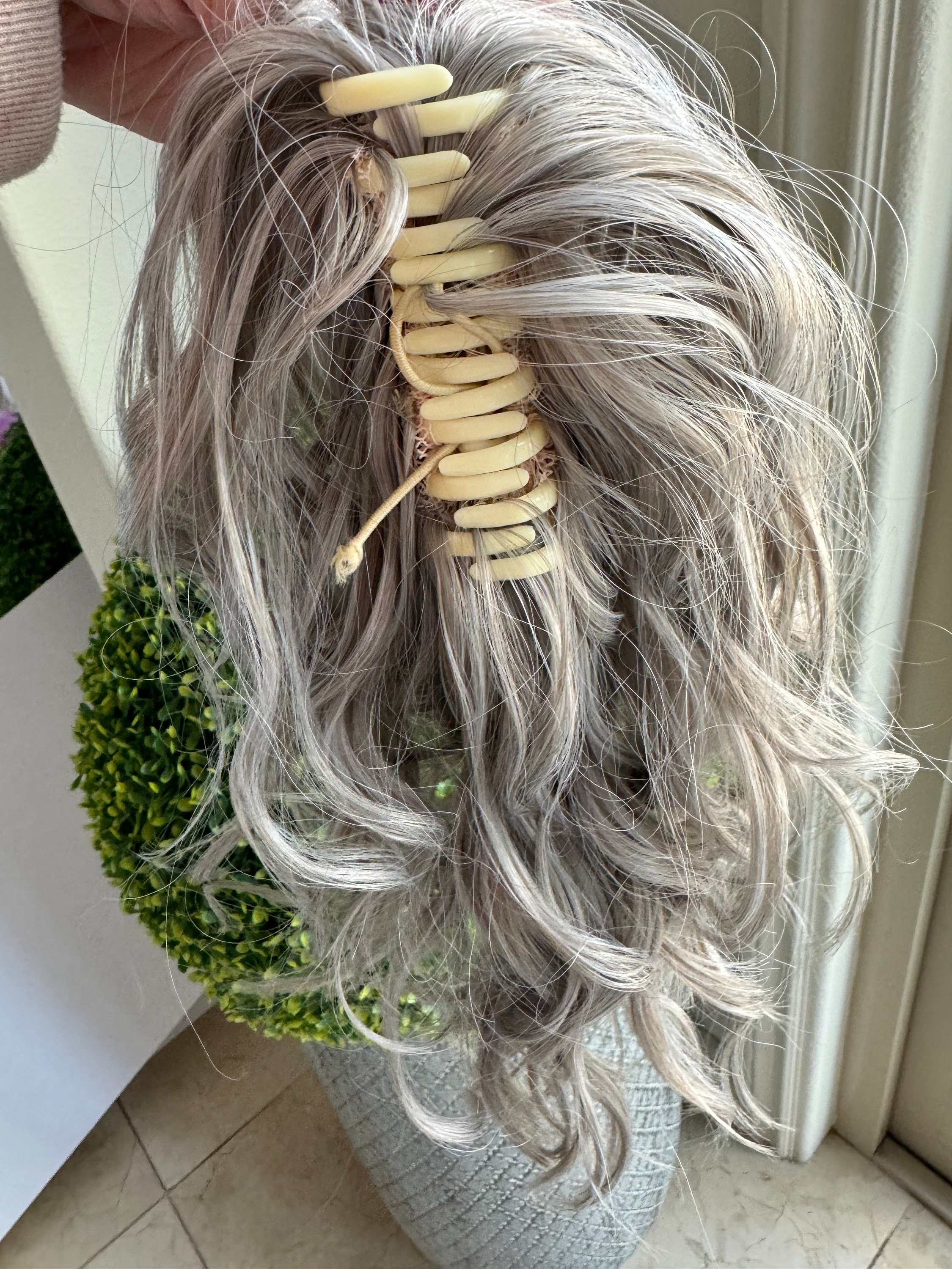 Tillstyle Ash Brown Grey Clip in Ponytail Claw Clip Pony Tail Ash ...